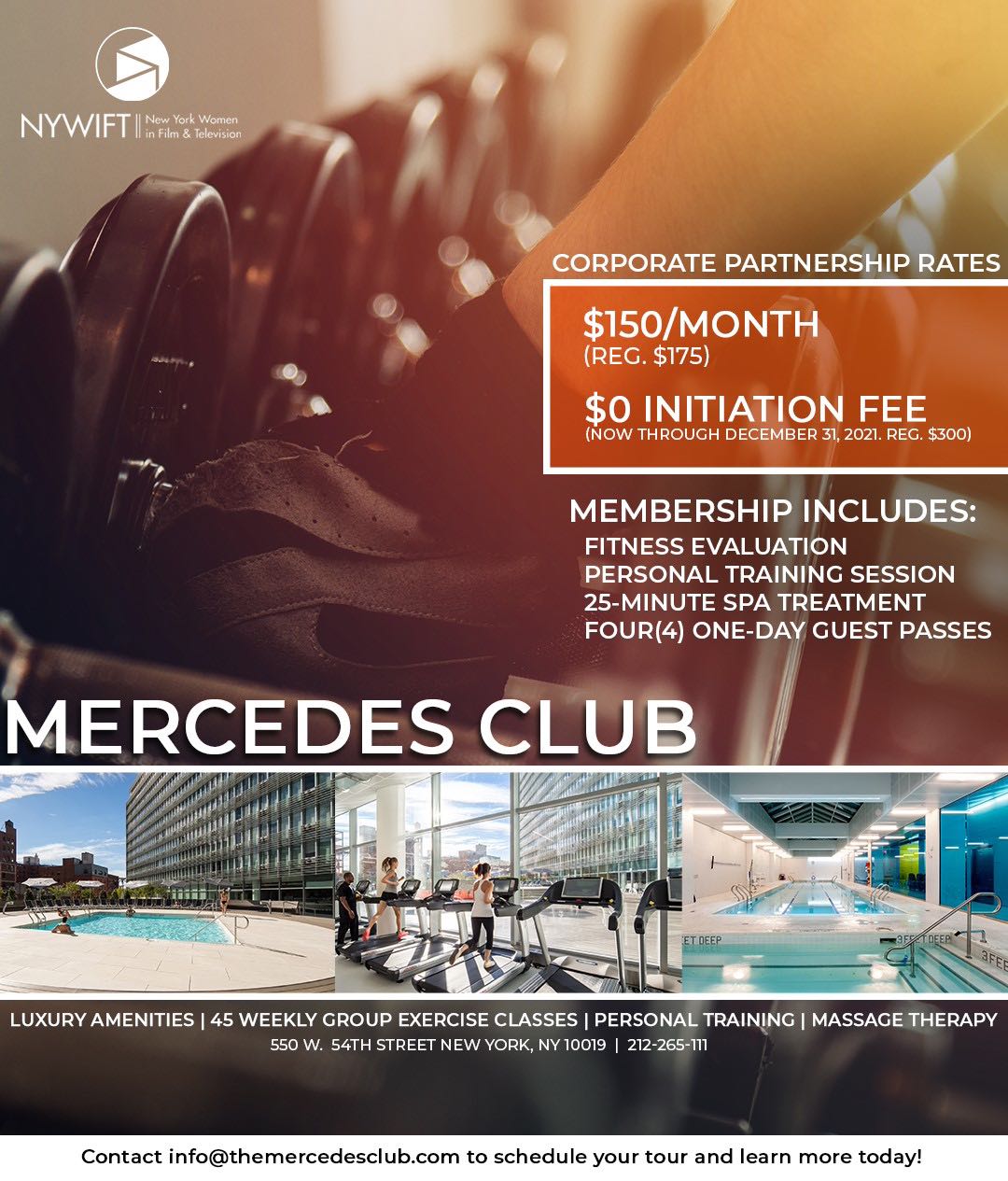 NYWIFT Member Benefit: Mercedes Club Discount Gym Membership - New York ...